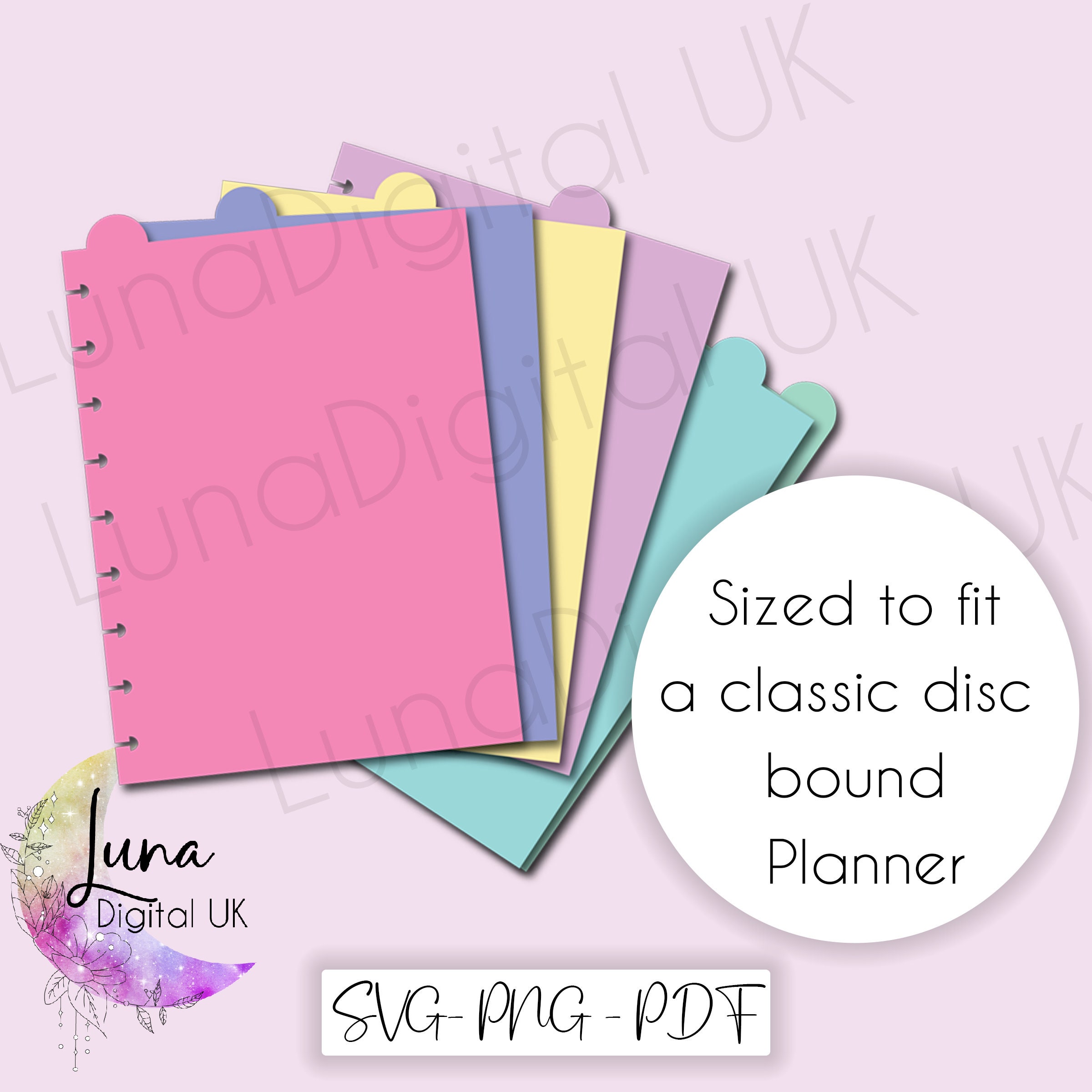 Classic Disc Bound Planner SVG Cut File for Cricut, 6 Top Rounded ...