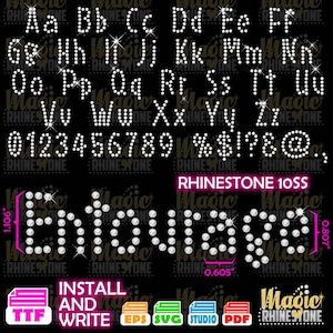Rhinestone Template Font TTF, Rhinestone Font Svg, Rhinestone Capital ...
