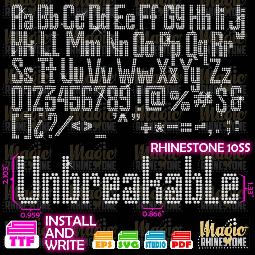 Rhinestone Template Font TTF, Rhinestone Font Svg, Rhinestone Capital ...