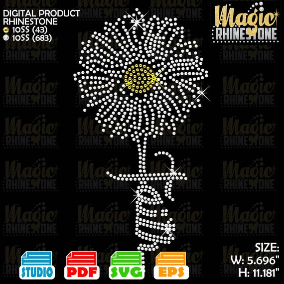 Faith Daisy Rhinestone Svg Flower Svg Christian Rhinestone | Etsy