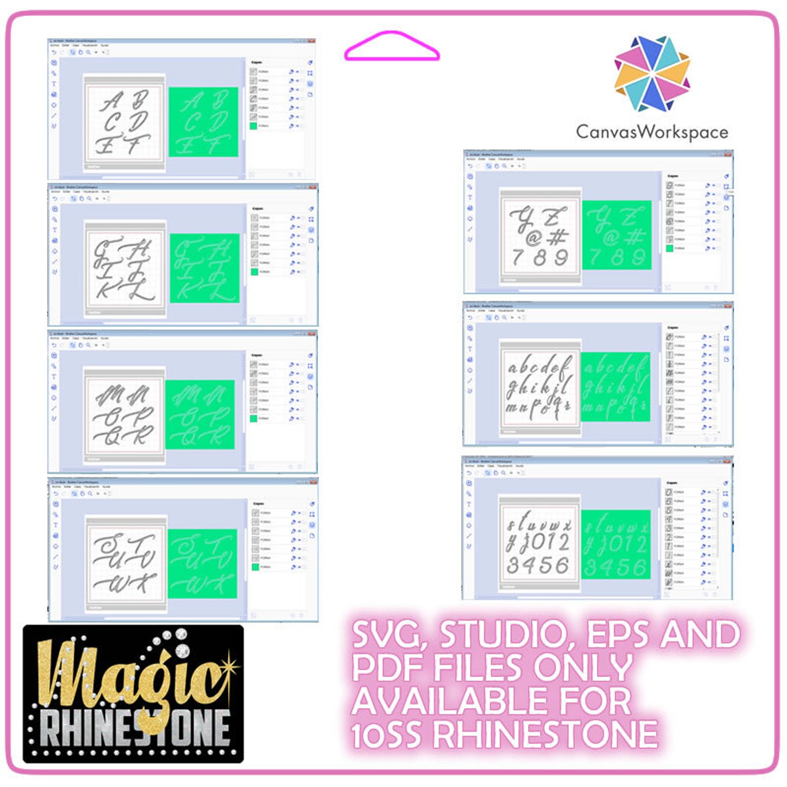Rhinestone Template Font TTF Rhinestone Calligraphy Font Svg - Etsy