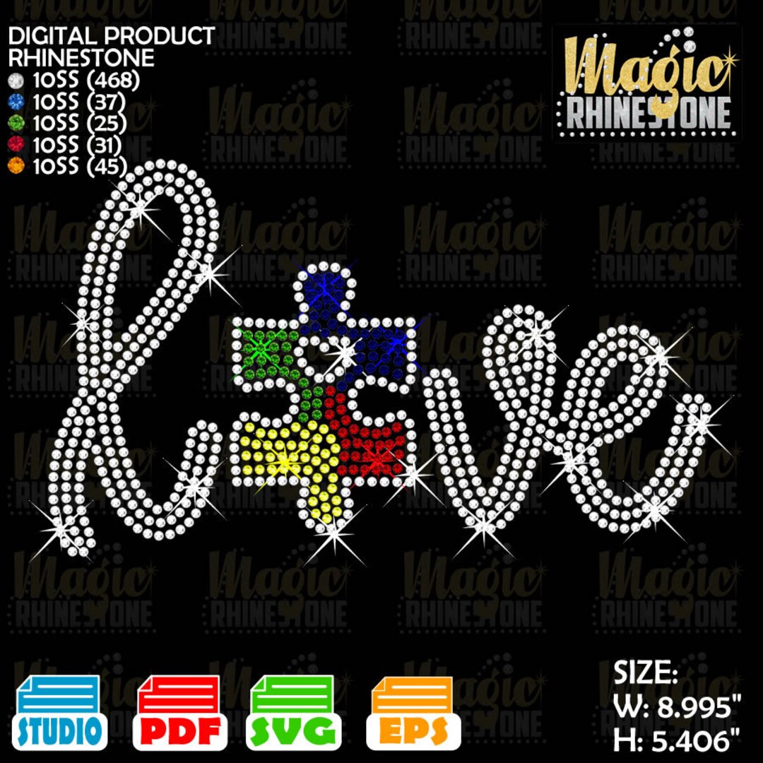 Love Autism Awareness Svg, Love Rhinestone Svg, Autism Rhinestone Svg ...