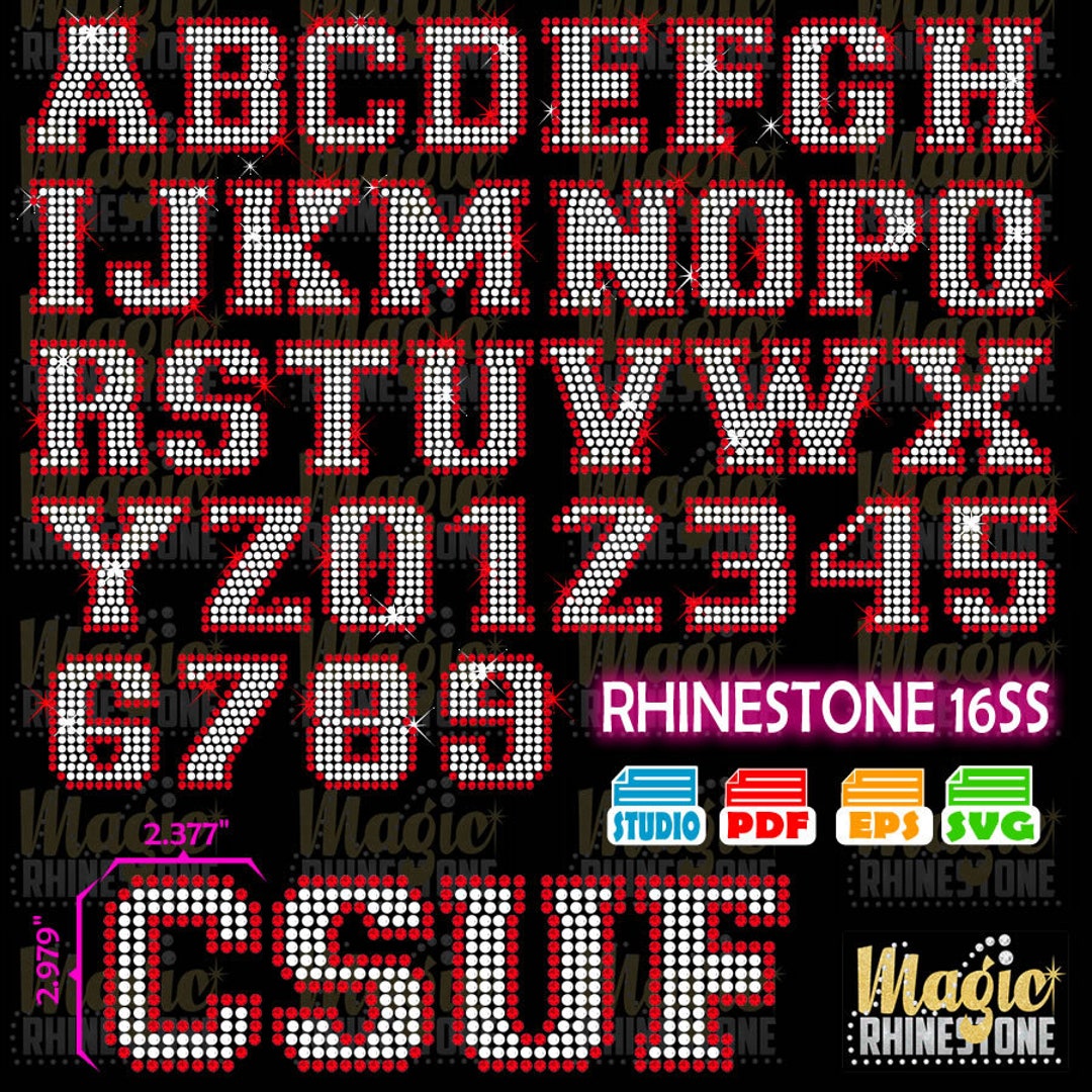 Rhinestone Template Font, Rhinestone University Font Svg, Rhinestone ...