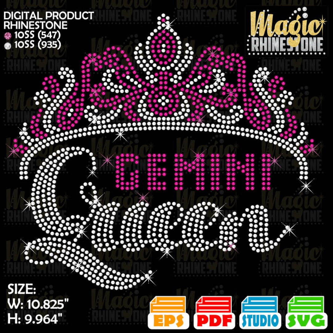 Gemini Queen Crowned Svg, Rhinestones Svg, Queen Rhinestone Svg, Crown ...