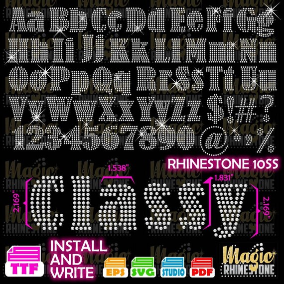 Rhinestone Template Font TTF Rhinestone Font Svg Rhinestone | Etsy