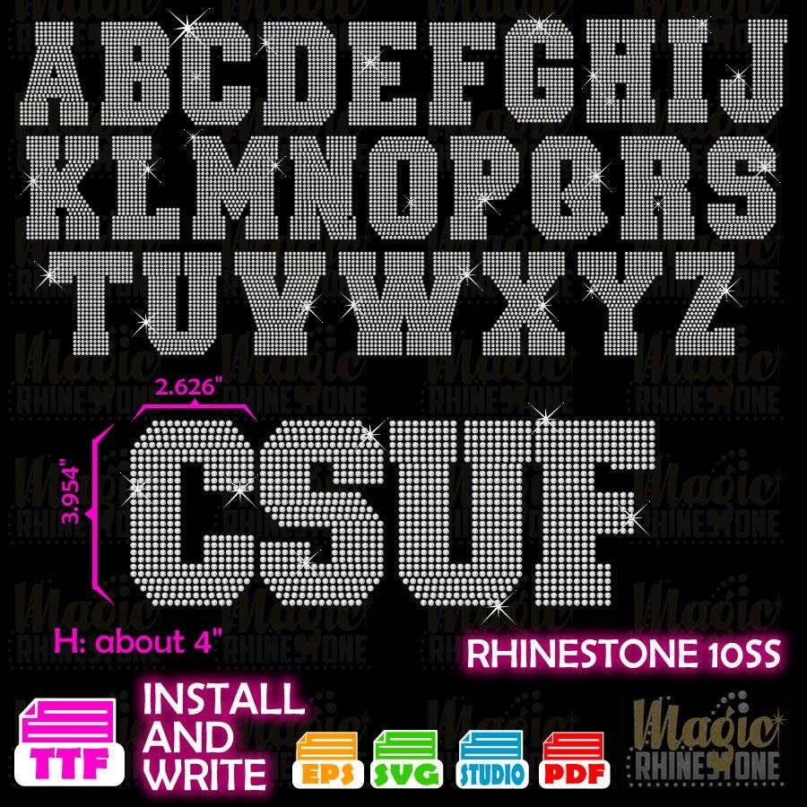 Rhinestone Template Font TTF Rhinestone University Font Svg - Etsy
