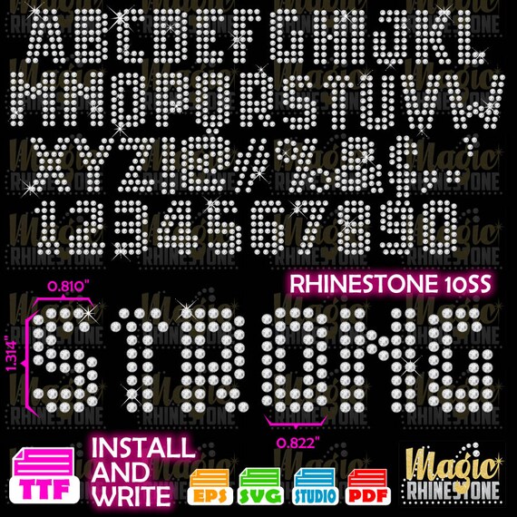 Rhinestone Template Font TTF Rhinestone Capital Letters | Etsy