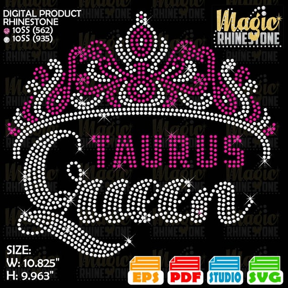 Taurus Queen Crowned Svg Rhinestones Svg Queen Rhinestone | Etsy
