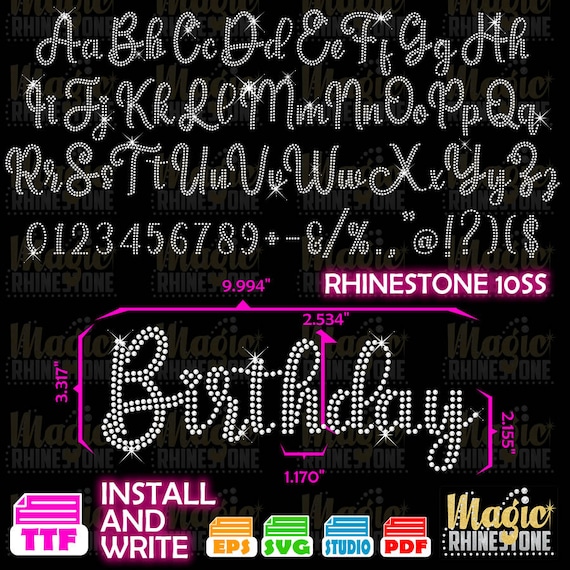Rhinestone Template Font TTF Rhinestone Calligraphy Font Svg - Etsy