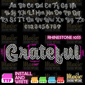 Pack of 6 Rhinestone Fonts, Rhinestone Template Font TTF, Rhinestone ...