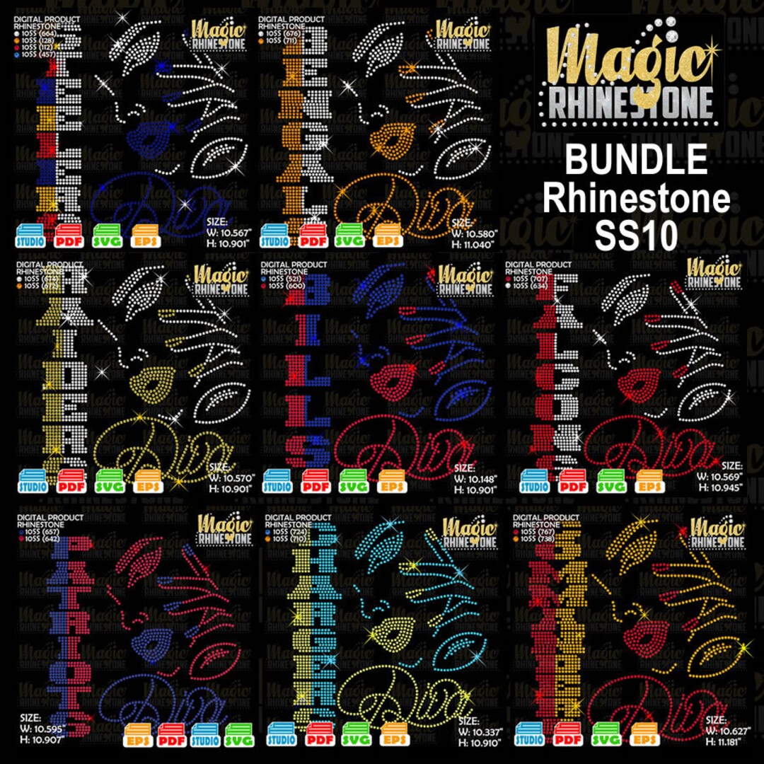 Bundle Rhinestone Template, Football Rhinestone Svg, Diva Football ...