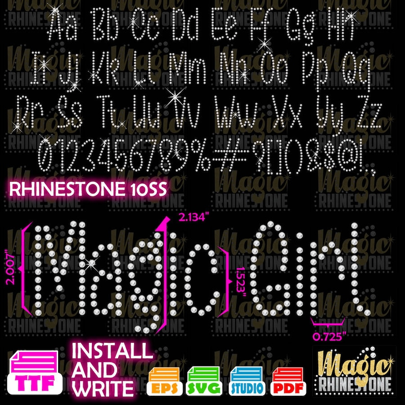 Pack of 6 Rhinestone Fonts Rhinestone Template Font TTF - Etsy