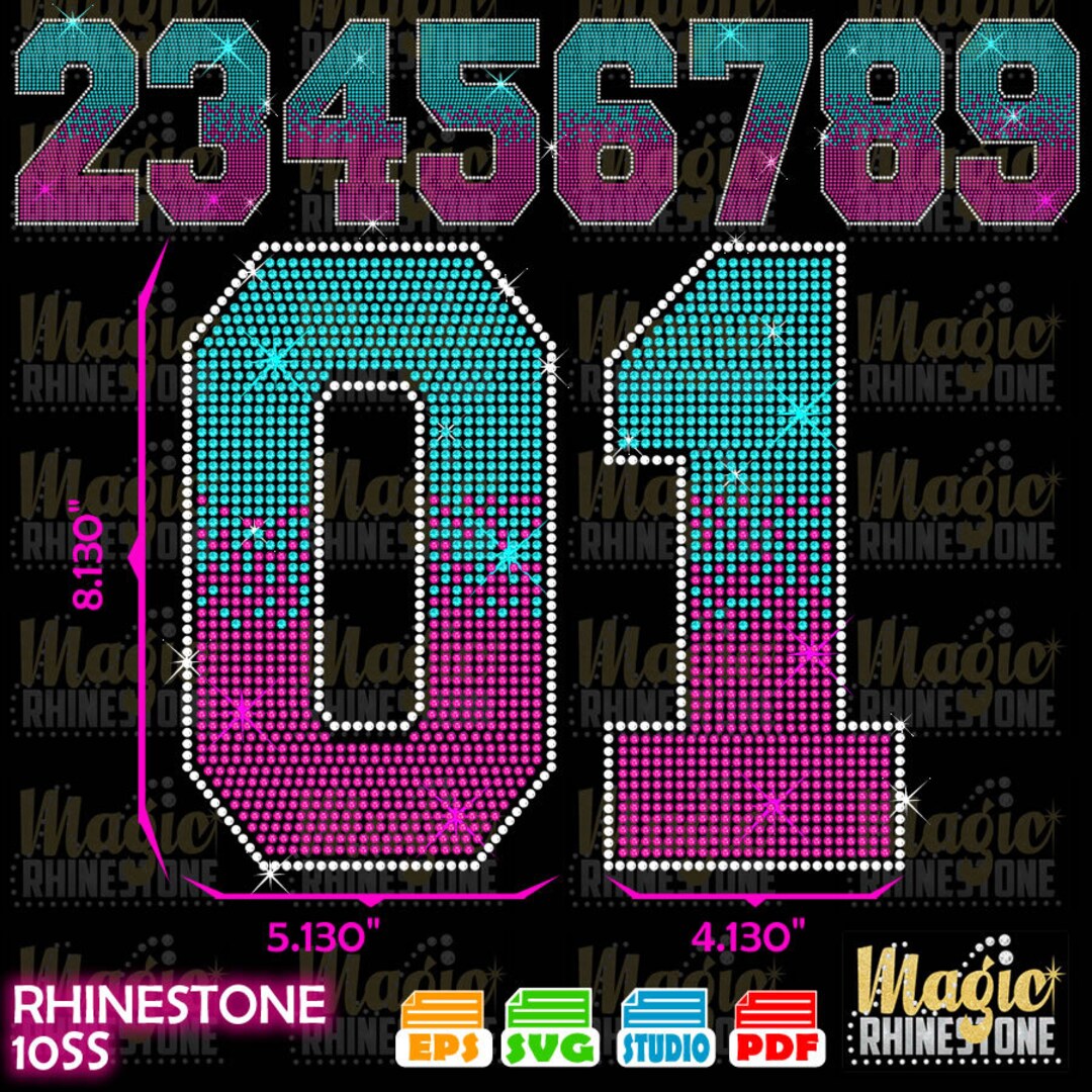 Rhinestone Template Big Numbers 2 Colors, Rhinestone Athletic Svg ...