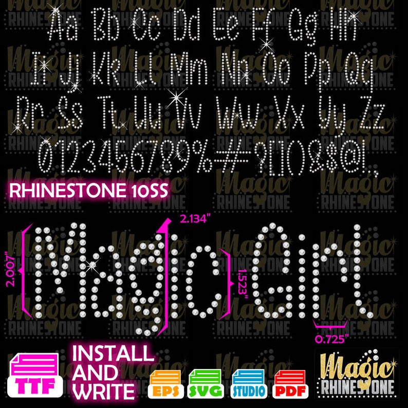 Rhinestone Template Font TTF, Rhinestone Font Svg, Rhinestone Capital ...