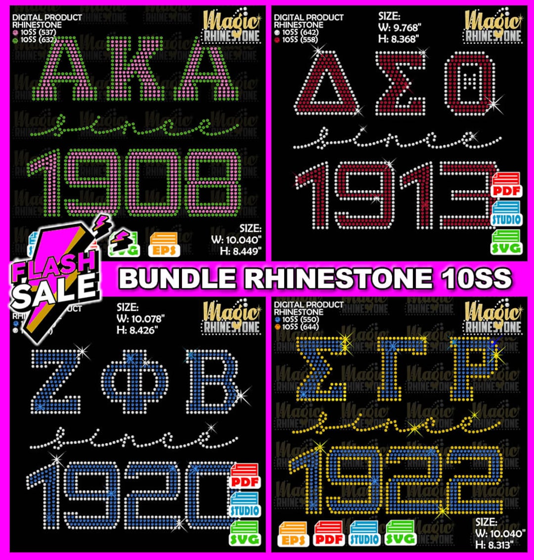 Pack of 4 Rhinestone Template Svg, Greek Letters Rhinestone Svg, Zeta ...