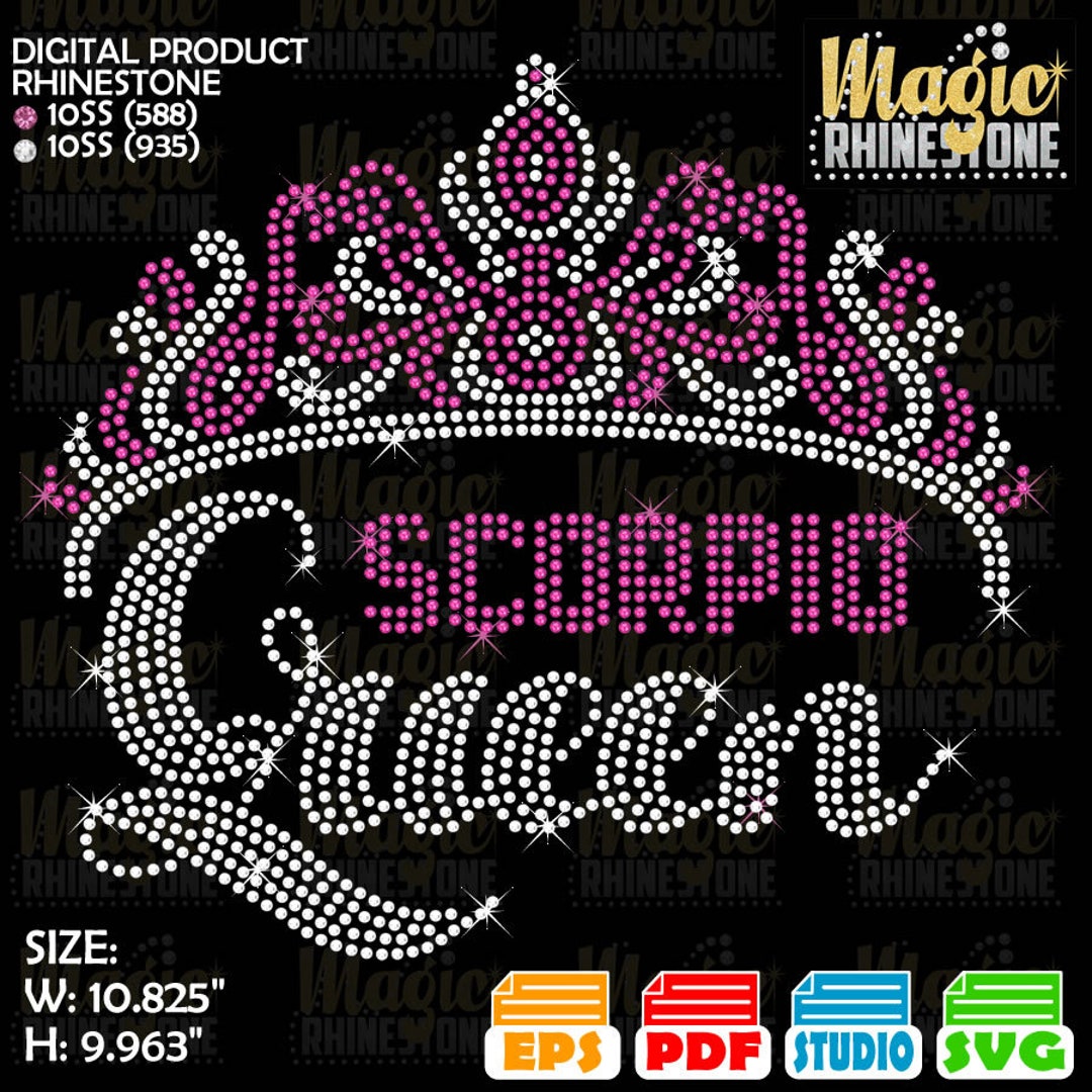 Scorpio Queen Crowned Svg, Rhinestones Svg, Queen Rhinestone Svg, Crown ...