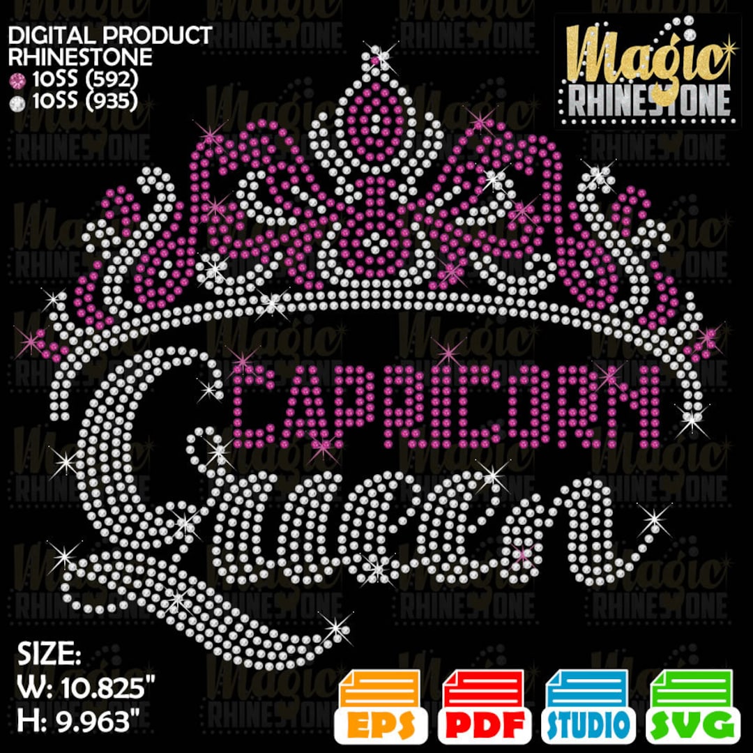 Capricorn Queen Crowned Svg, Rhinestones Svg, Queen Rhinestone Svg ...