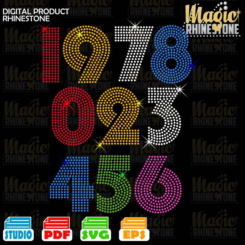Birthday Rhinestone Svg Awesome Rhinestone Svg Numbers - Etsy