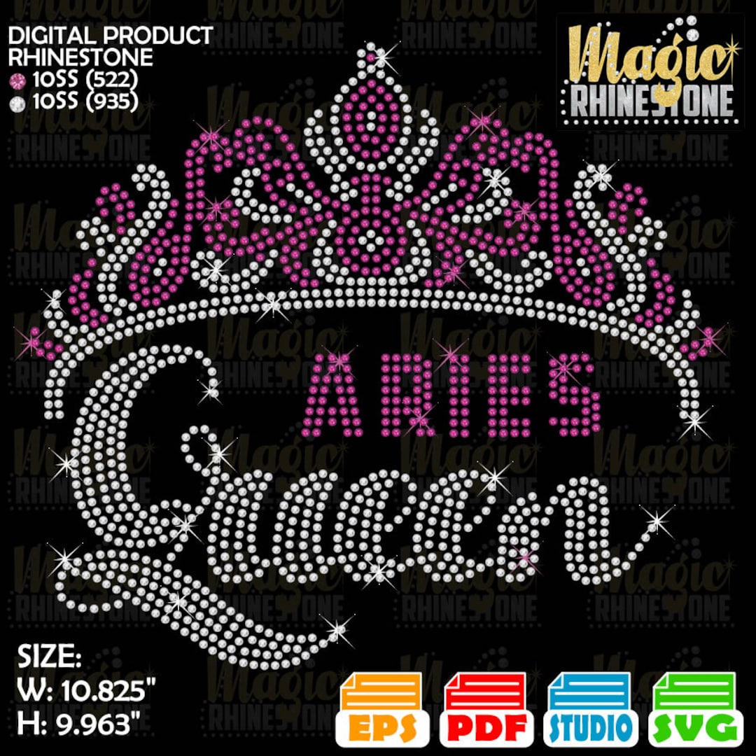 Aries Queen Crowned Svg, Rhinestones Svg, Queen Rhinestone Svg, Crown ...