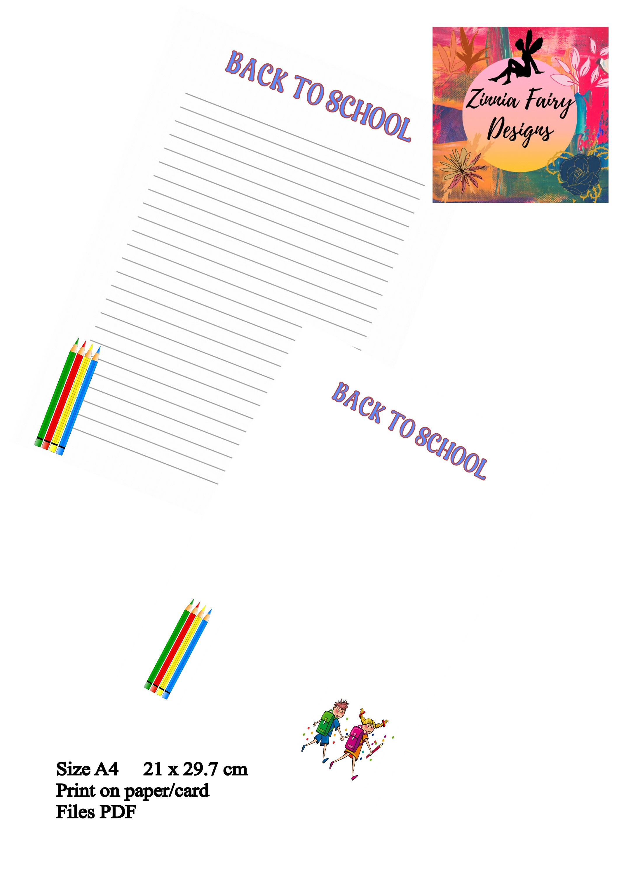 Printable Stationery Set With Envelopes and Bookmarks Lined Unlined Digital Letter Size A4 ...