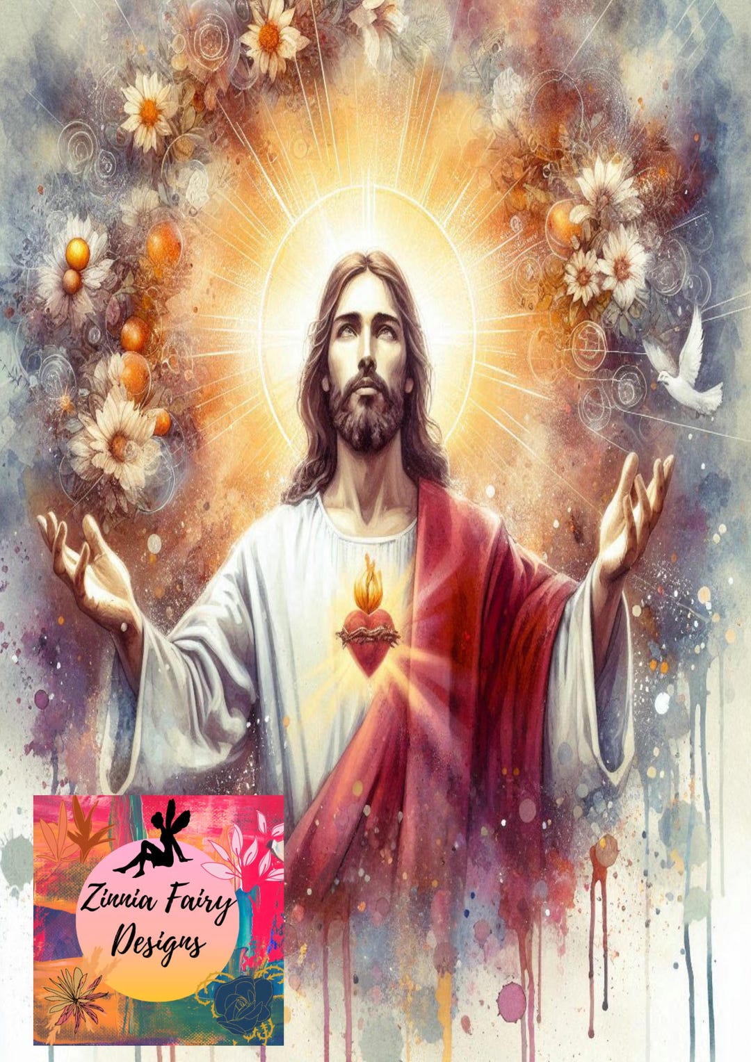 Jesus Christ Our Saviour and Redeemer, Set 3 of 4 Dramatic Watercolour ...