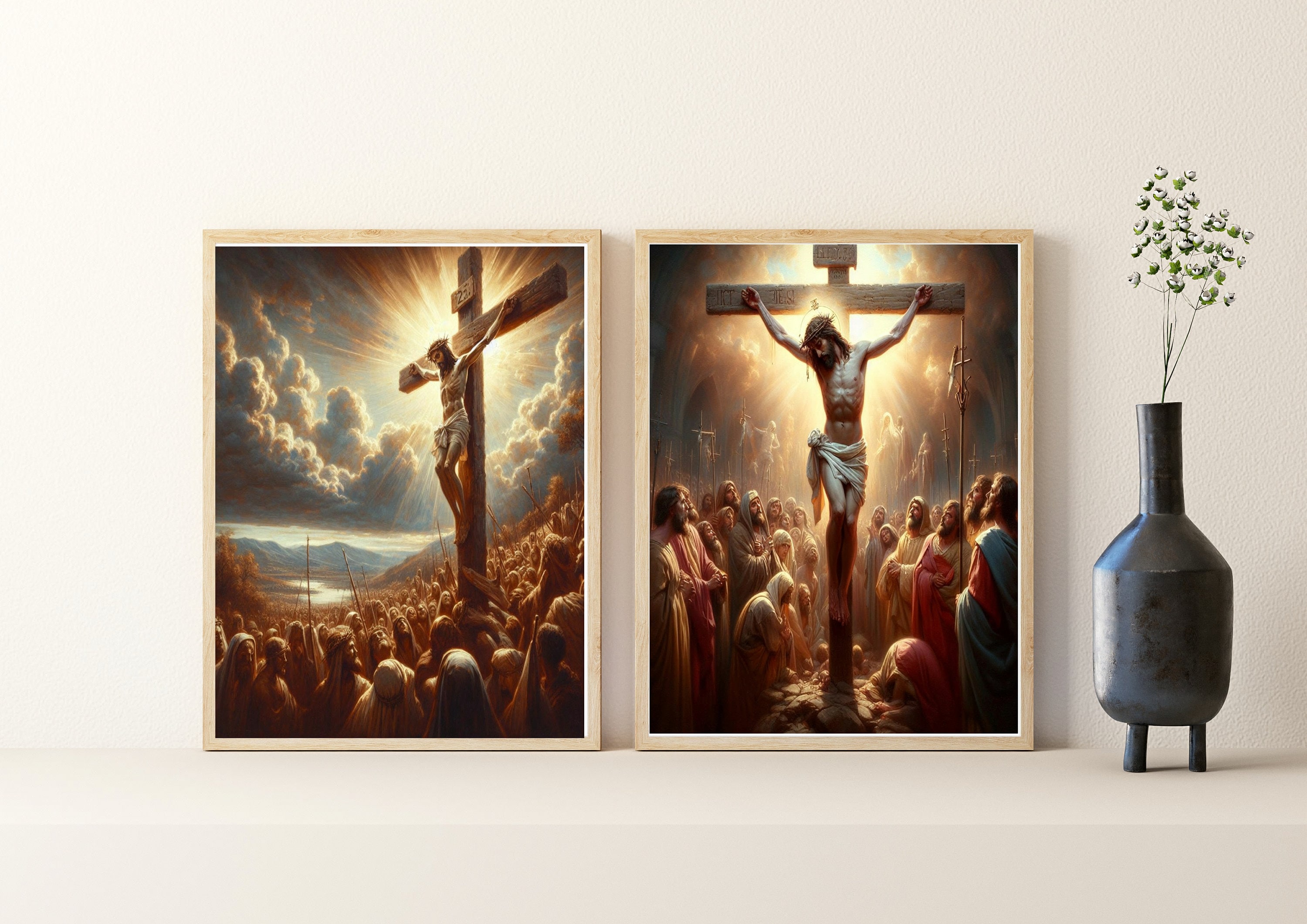 Jesus Christ on the Cross, 2 Pictures, 2 Sizes A4 and 5x5, Instant ...