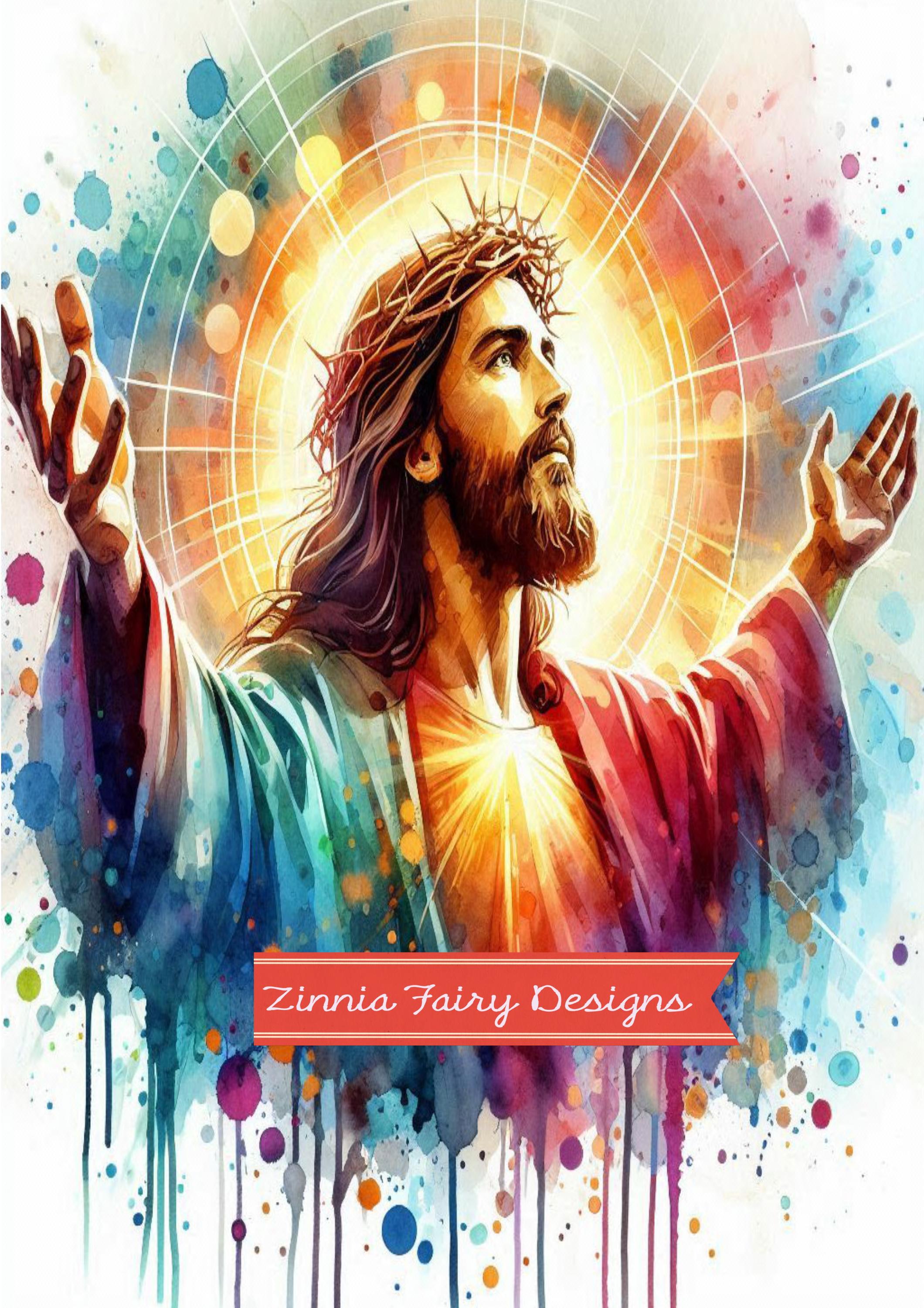 Jesus Christ Our Saviour, Set 1 of 4 Watercolour Pictures, Size A4 and ...