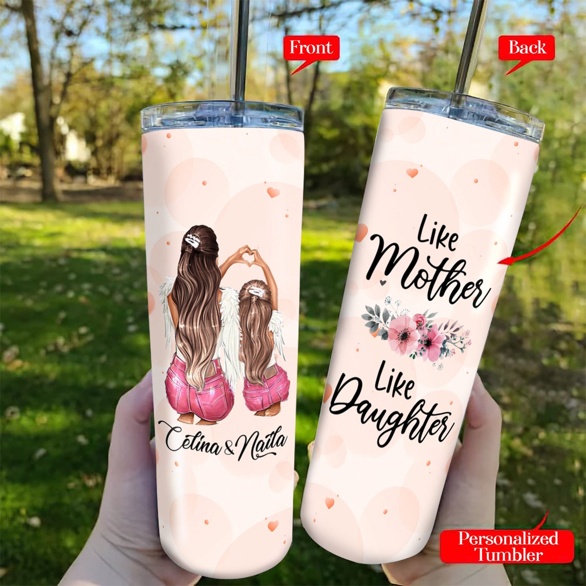 Custom Like Mother Like Daughter Floral Tumbler Mothers Etsy