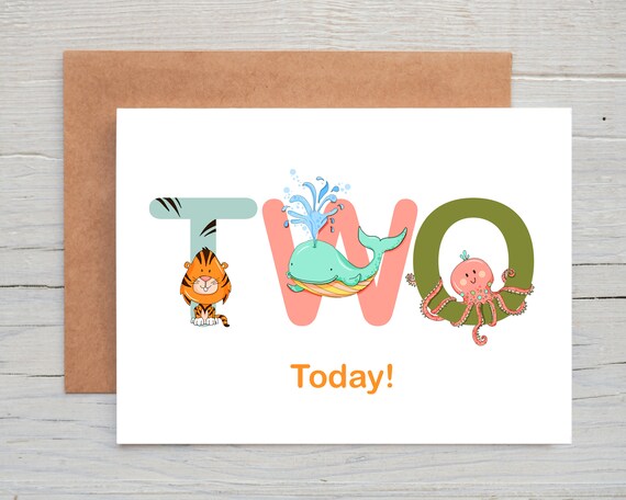 Second Birthday Cards Babies 2nd Birthday Hand Illustrated | Etsy