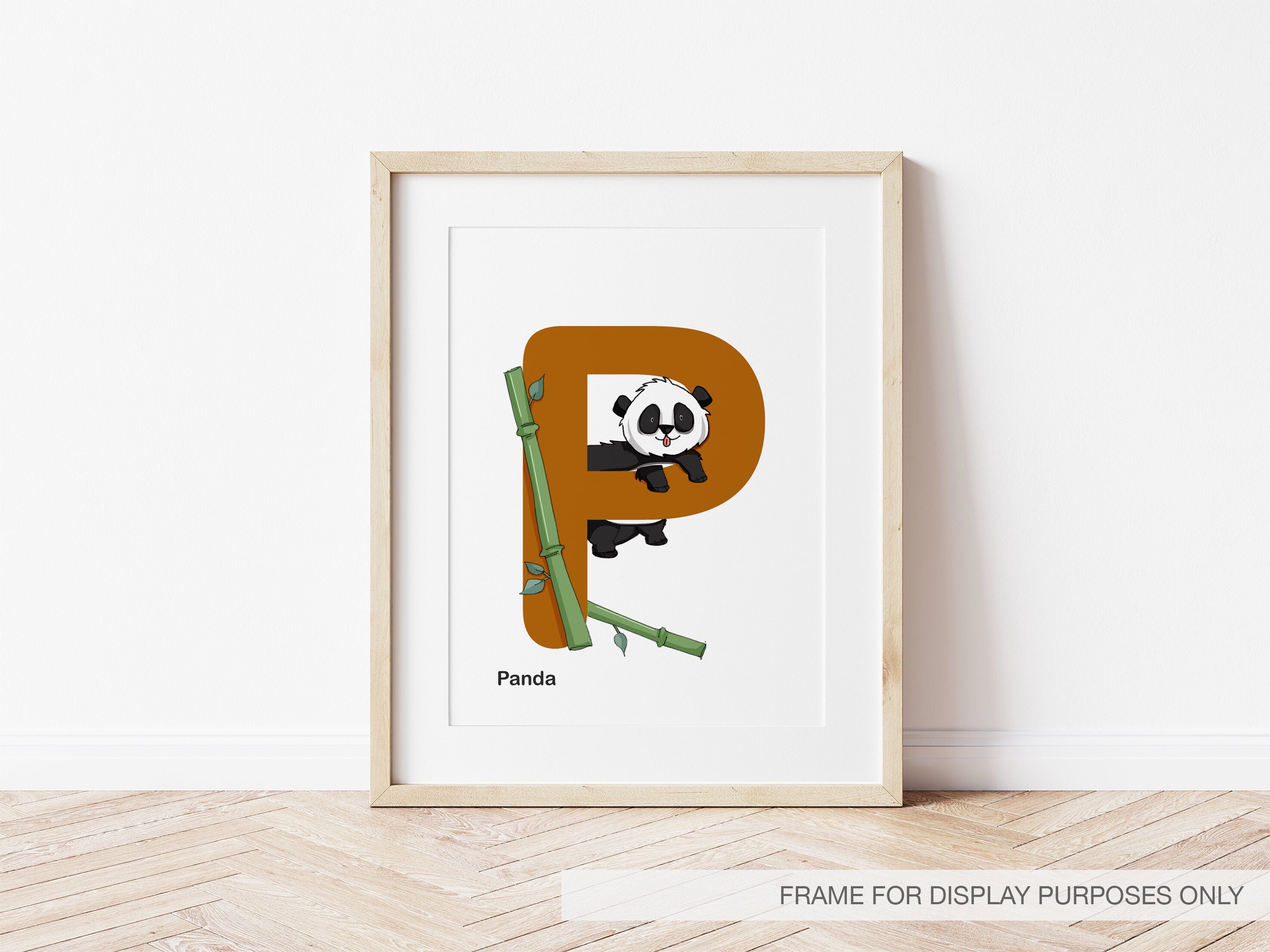 Children's Personalised Alphabet Animal Print, P for Panda, Nursery ...