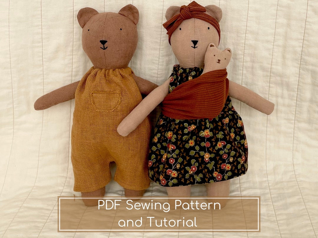 Teddy Bear Sewing Pattern - Bear Doll With Clothes Tutorial - Stuffed ...