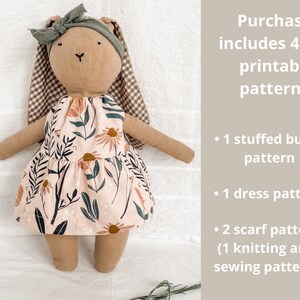 Girl Bunny Sewing Pattern | Plush Rabbit PDF | Vintage Bunny Sewing ...