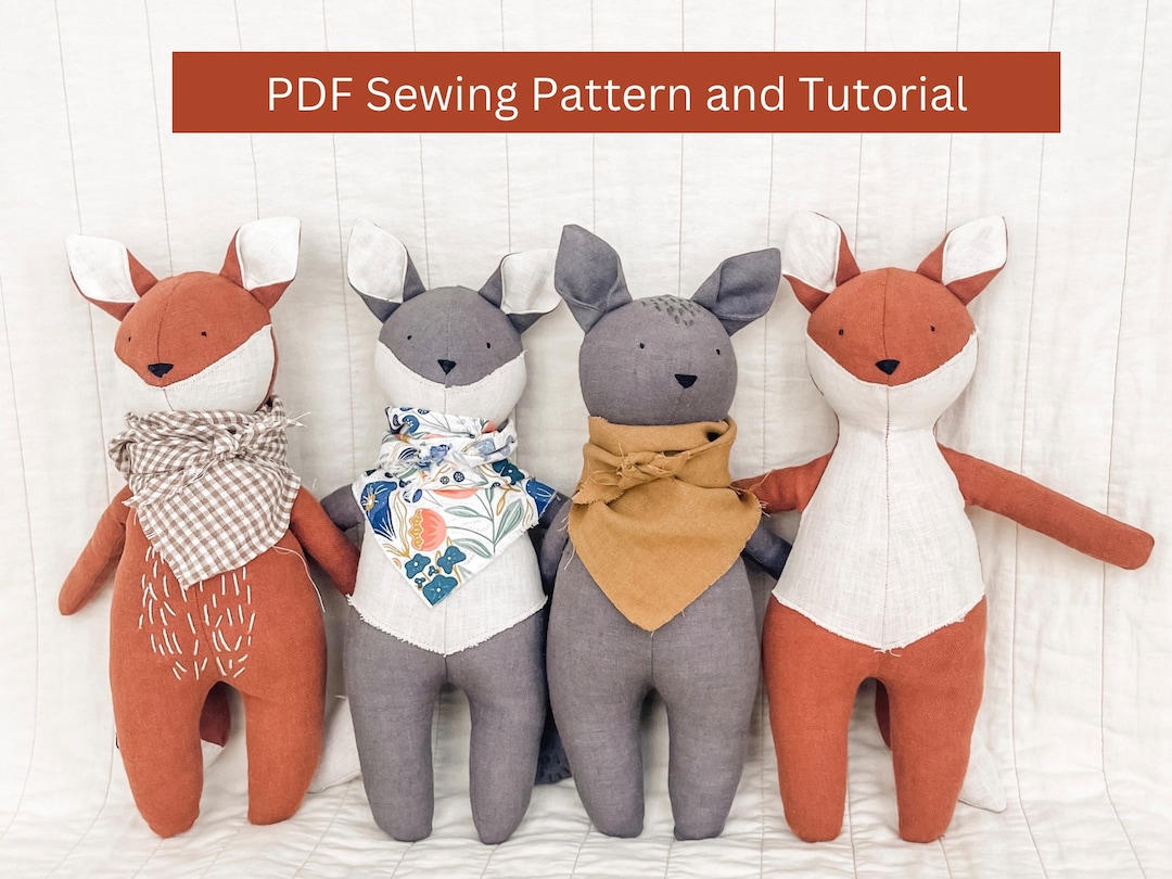 Fox and Wolf Plush PDF Sewing Pattern - Easy Child's Toy Pattern ...