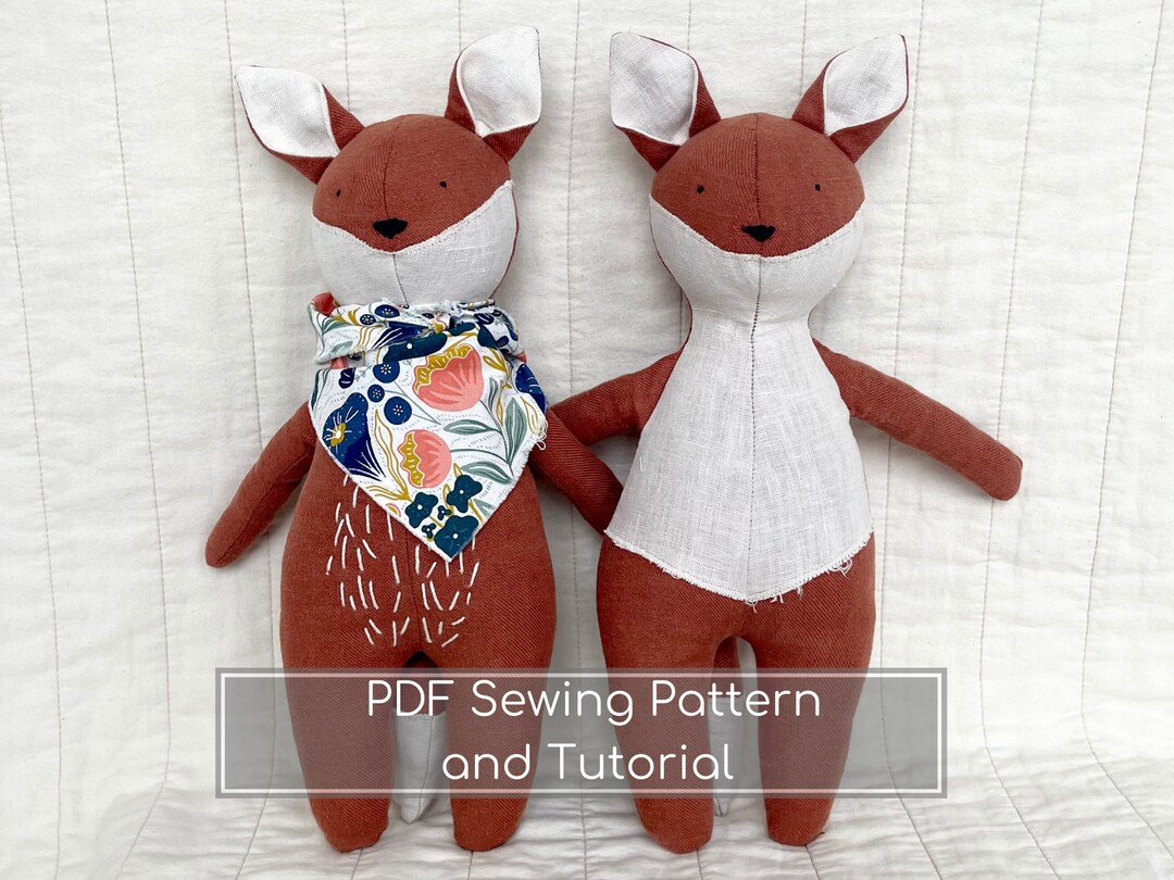 Fox PDF Sewing Pattern - Stuffed Linen Fox Toy Pattern - Animal Doll Pattern - Beginner Soft Toy ...