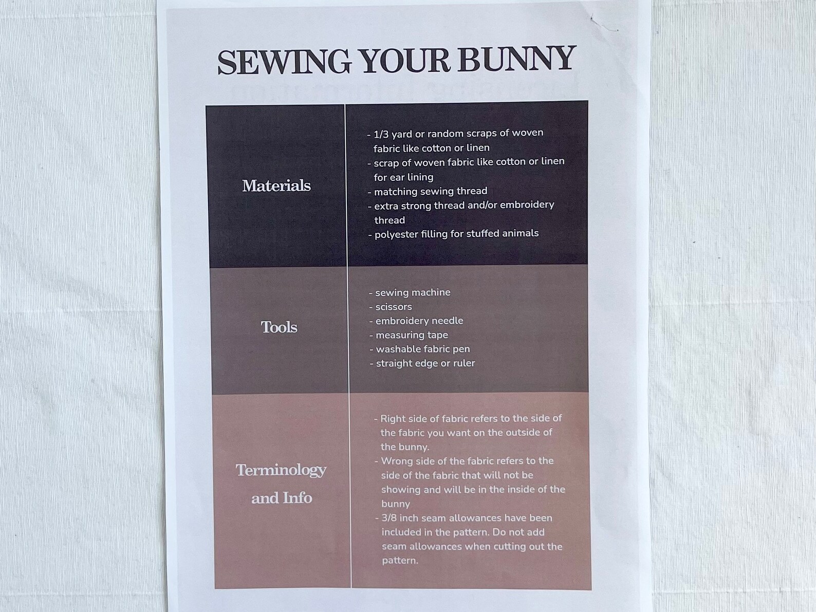 Basic Bunny PDF Sewing Pattern DIY Linen Rabbit Sewing - Etsy