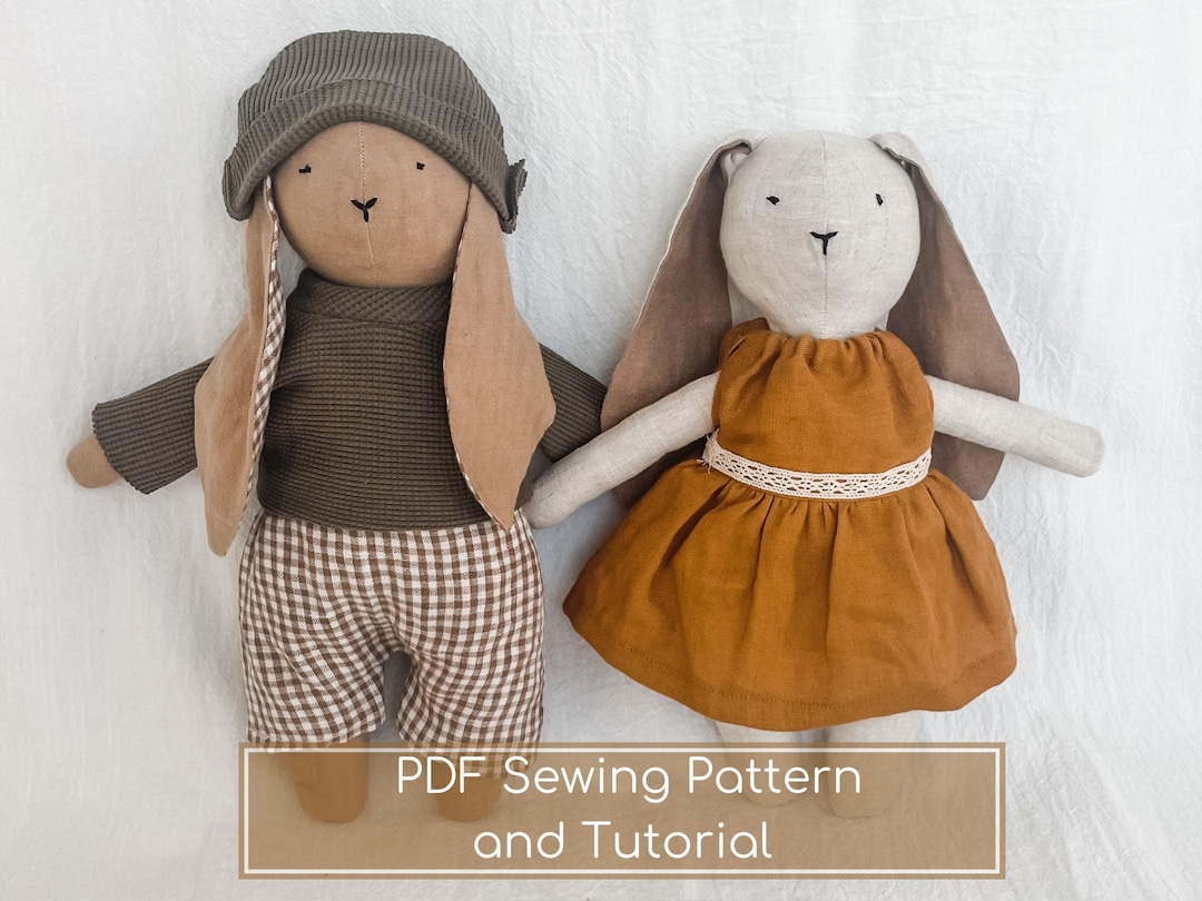 Boy and Girl Bunny With Clothes Sewing Pattern | Rabbit Sewing Tutorial ...
