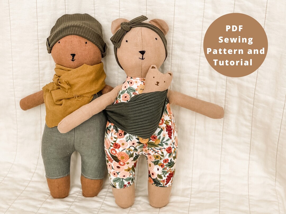 Teddy Bear Sewing Pattern Animal Doll Pattern With Instant Baby ...