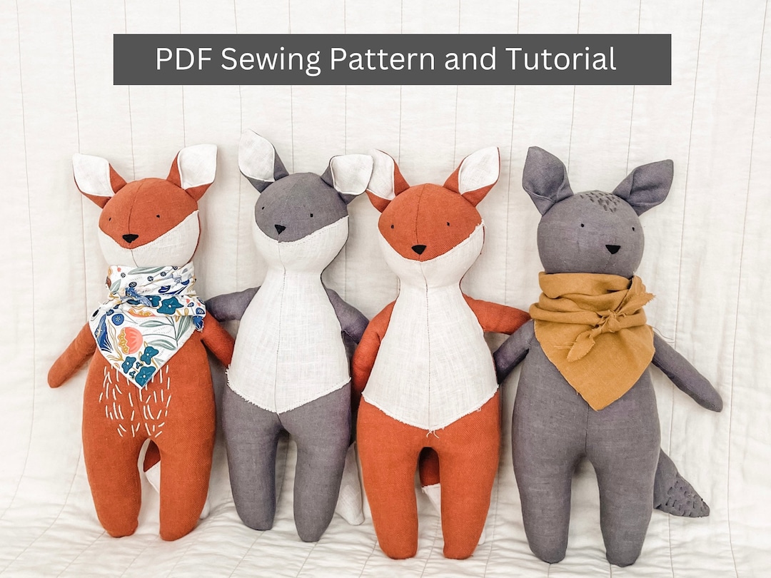Fox and Wolf PDF Sewing Patterns - Easy Stuffed Animal Pattern - Toy ...