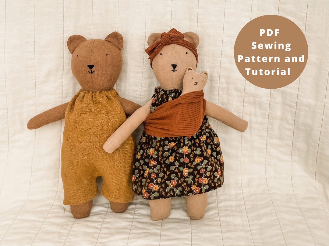 Teddy Bear Sewing Pattern Bear Doll With Clothes Tutorial Stuffed ...