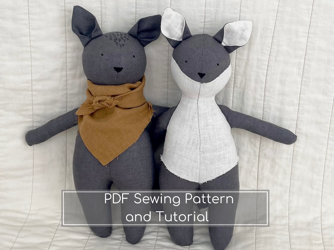 Wolf PDF Sewing Pattern - Animal Doll Pattern - Beginner Plush Sewing ...