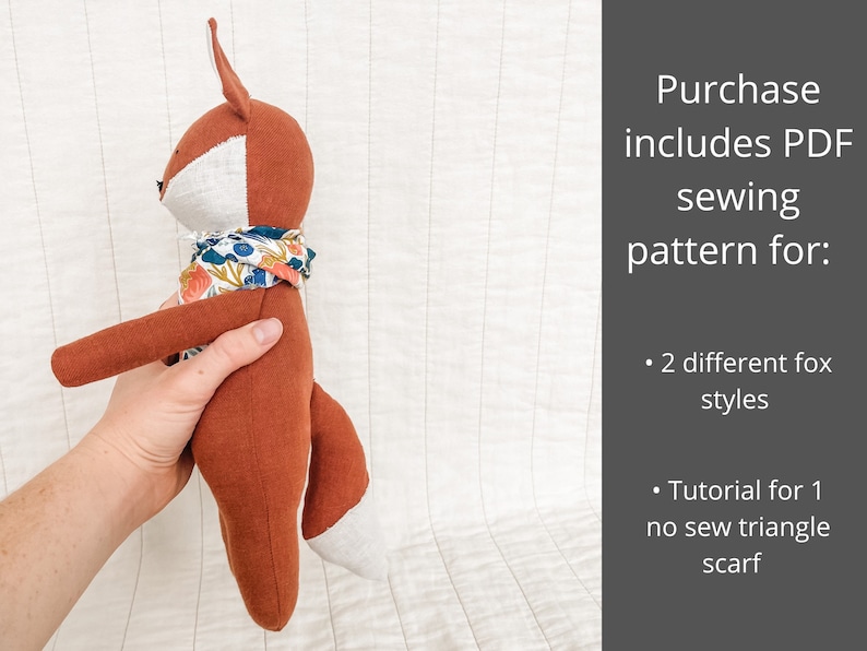 Fox PDF Sewing Pattern Stuffed Linen Fox Toy Pattern - Etsy