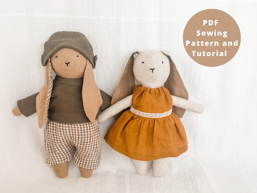 Boy and Girl Bunny With Clothes Sewing Pattern Rabbit Sewing - Etsy