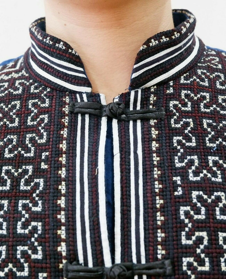 Indigo Hmong Handmade Shirt Men With Embroidered Cotton - Etsy