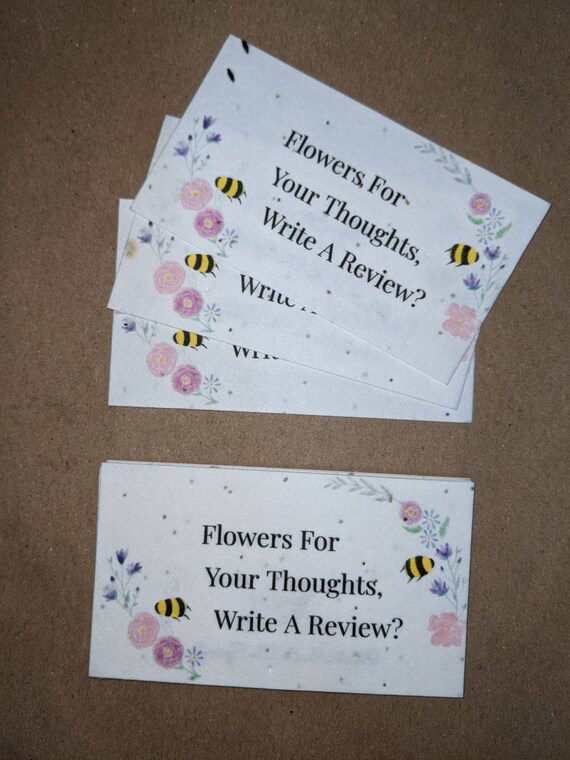 Eco Friendly Plantable Note Cards Review Cards Flower Cards | Etsy