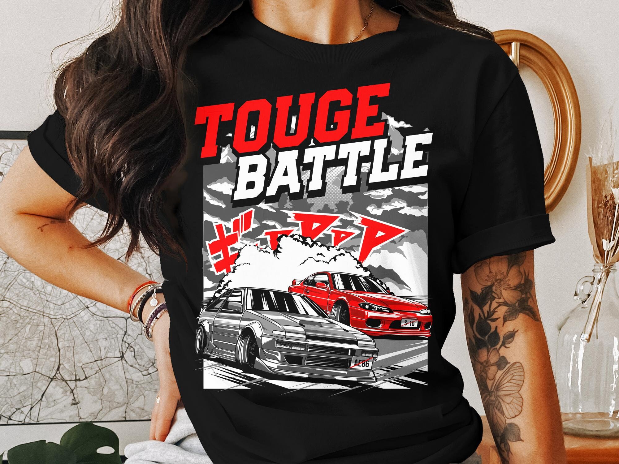 Retro Touge Battle Car T-shirt, JDM Automotive Tee, Drift Race Graphic ...
