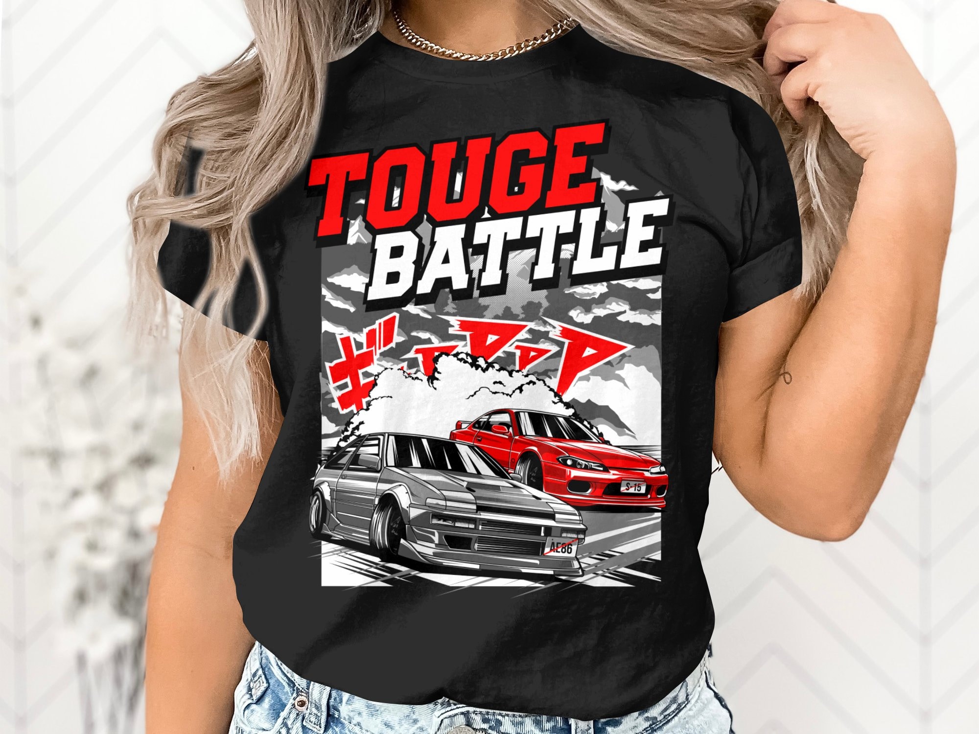 Retro Touge Battle Car T-shirt, JDM Automotive Tee, Drift Race Graphic ...