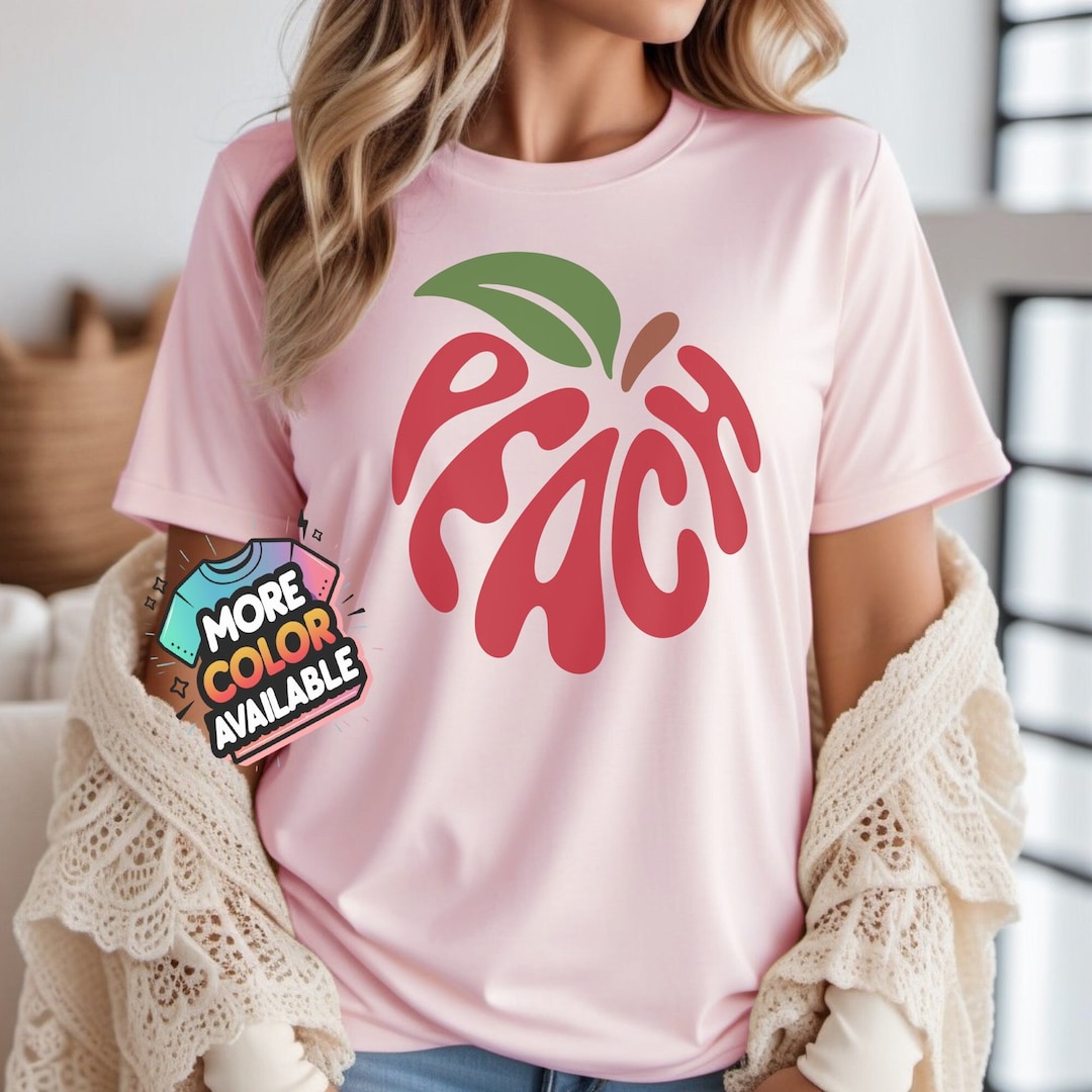 Peach Fruit Graphic T-shirt, Vibrant Summer Tee, Fresh Organic Tomato ...