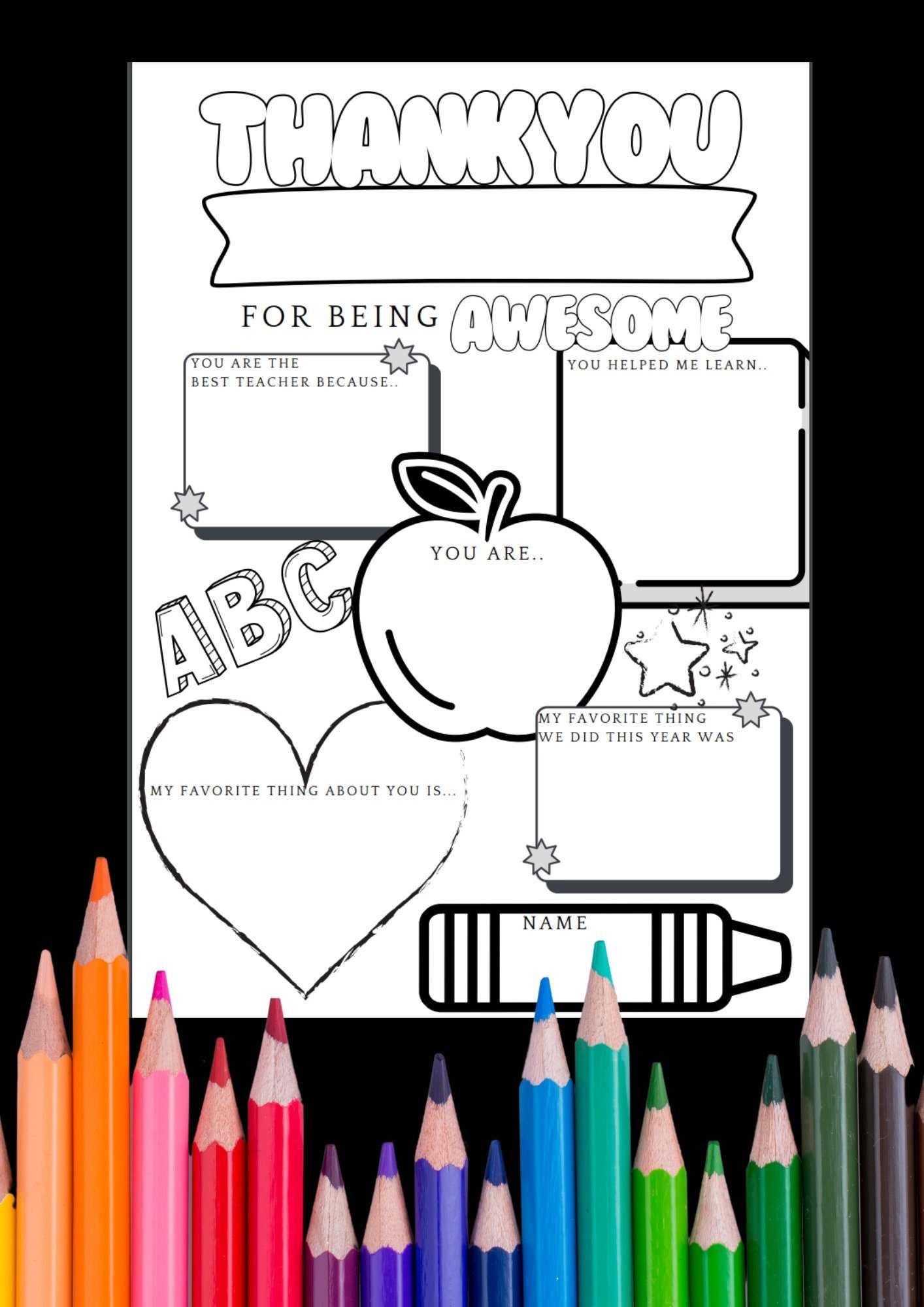 Teacher Appreciation Printable - Etsy