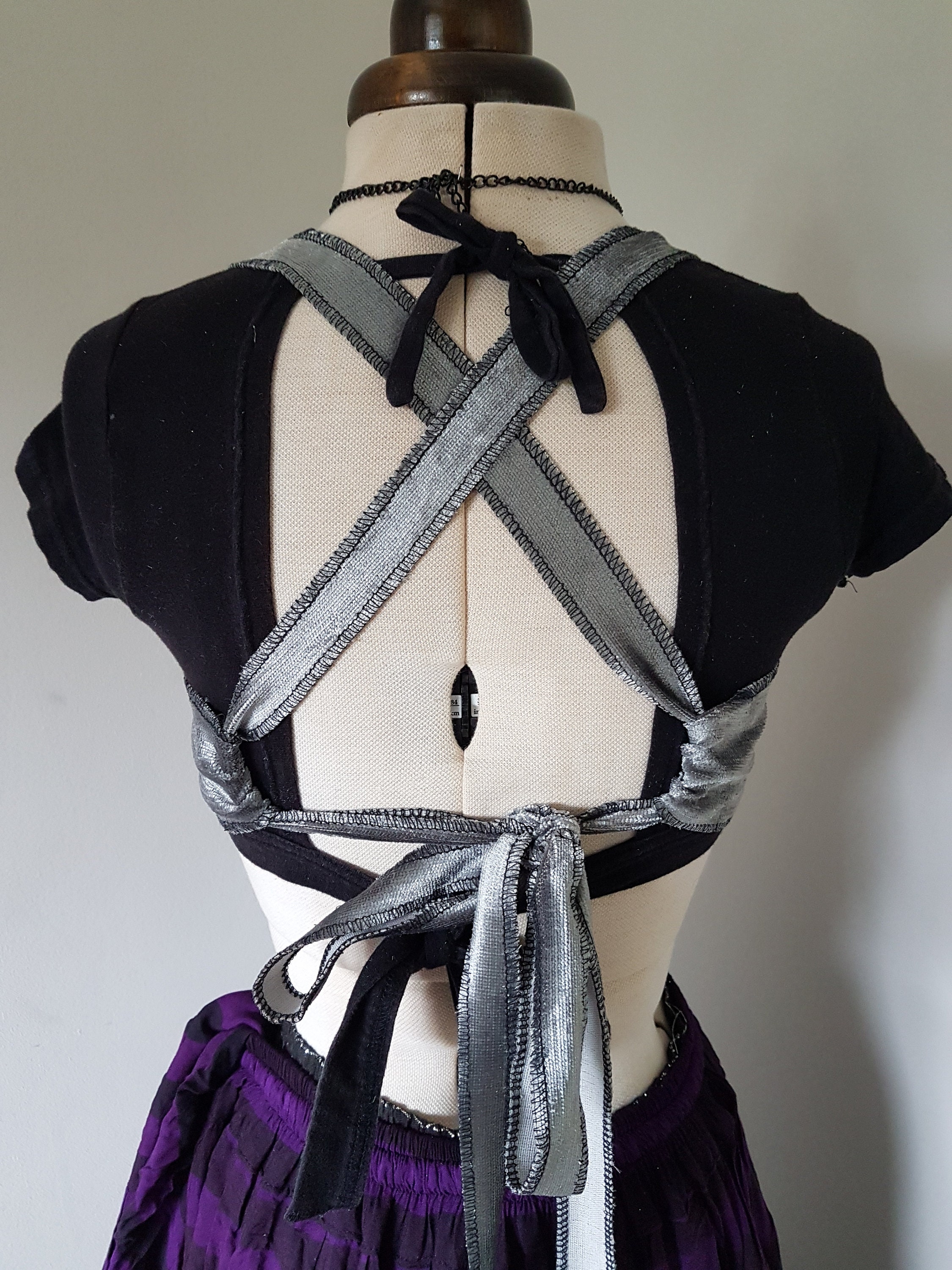 Tribal Kuchi Coins Bra Top Silver Velvet Fusion ATS Gypsy Belly Dance ...