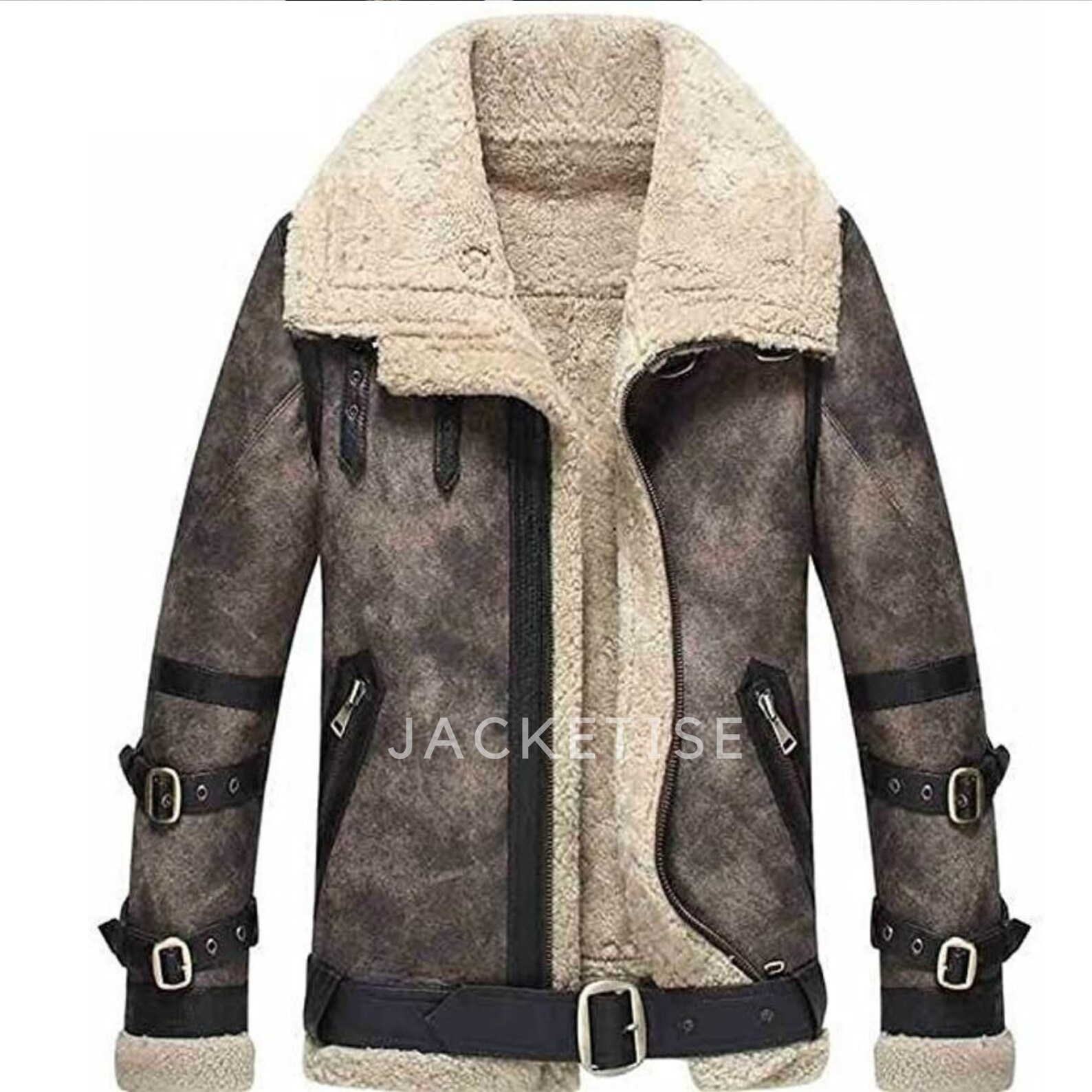 Men's Shearling Gray Flight Jacket B3 B2 for Men | Etsy